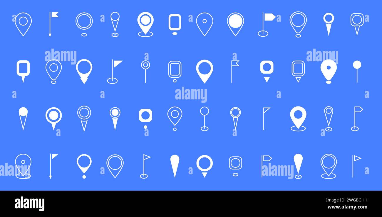 Set white location pin icon. Map pin place marker. Destination symbol, Location icon. Modern Map ...