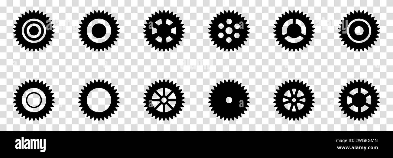 Collection of mechanical cogwheels. Gears icon set. Setting gears icon ...