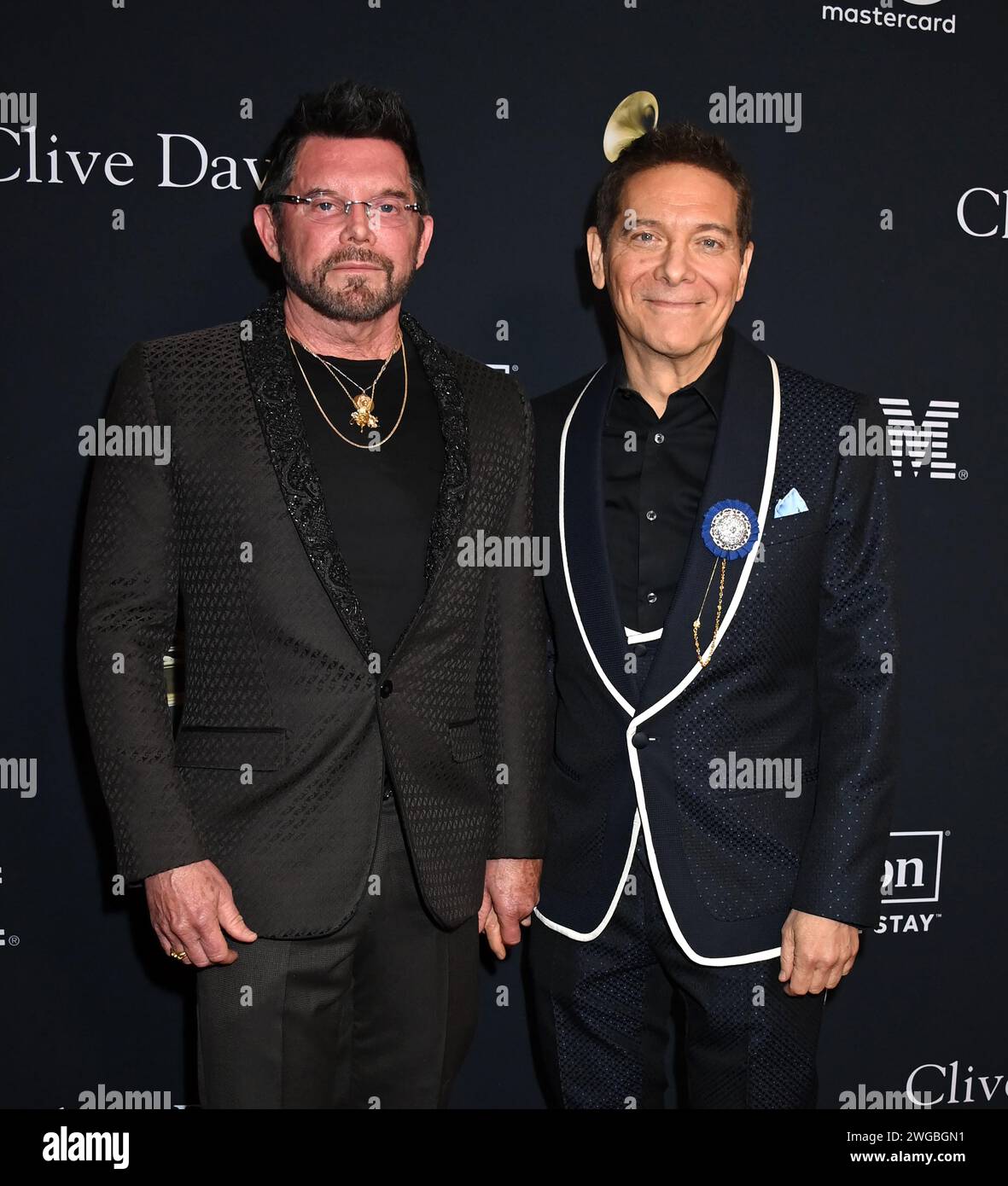 Terrance Flannery and Michael Feinstein arriving at the Pre-GRAMMY Gala ...