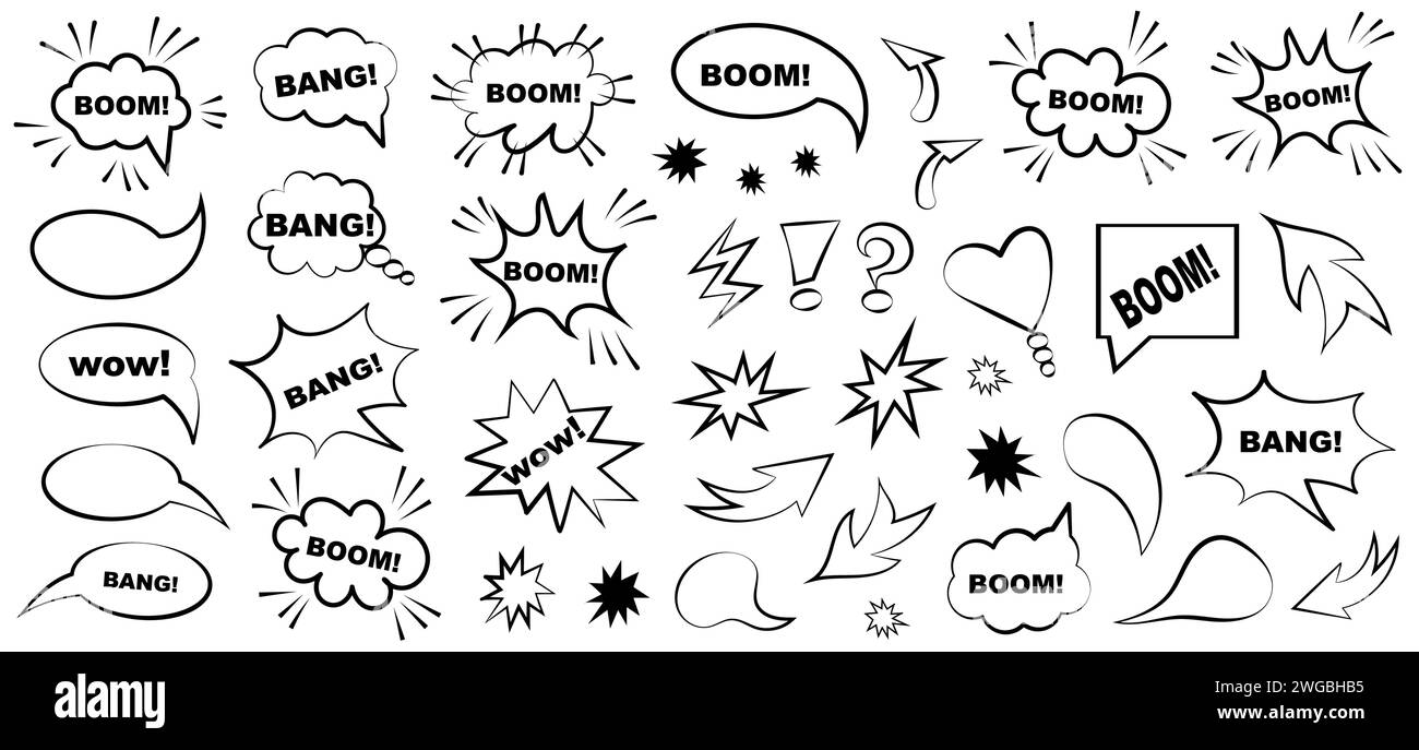 Cartoon retro comic style speech bubbles set Stock Vector Image & Art ...