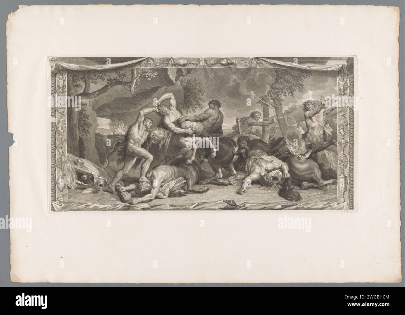 Hercules Vecht with the Centauren, Louis Desplaces, After Charles Le ...