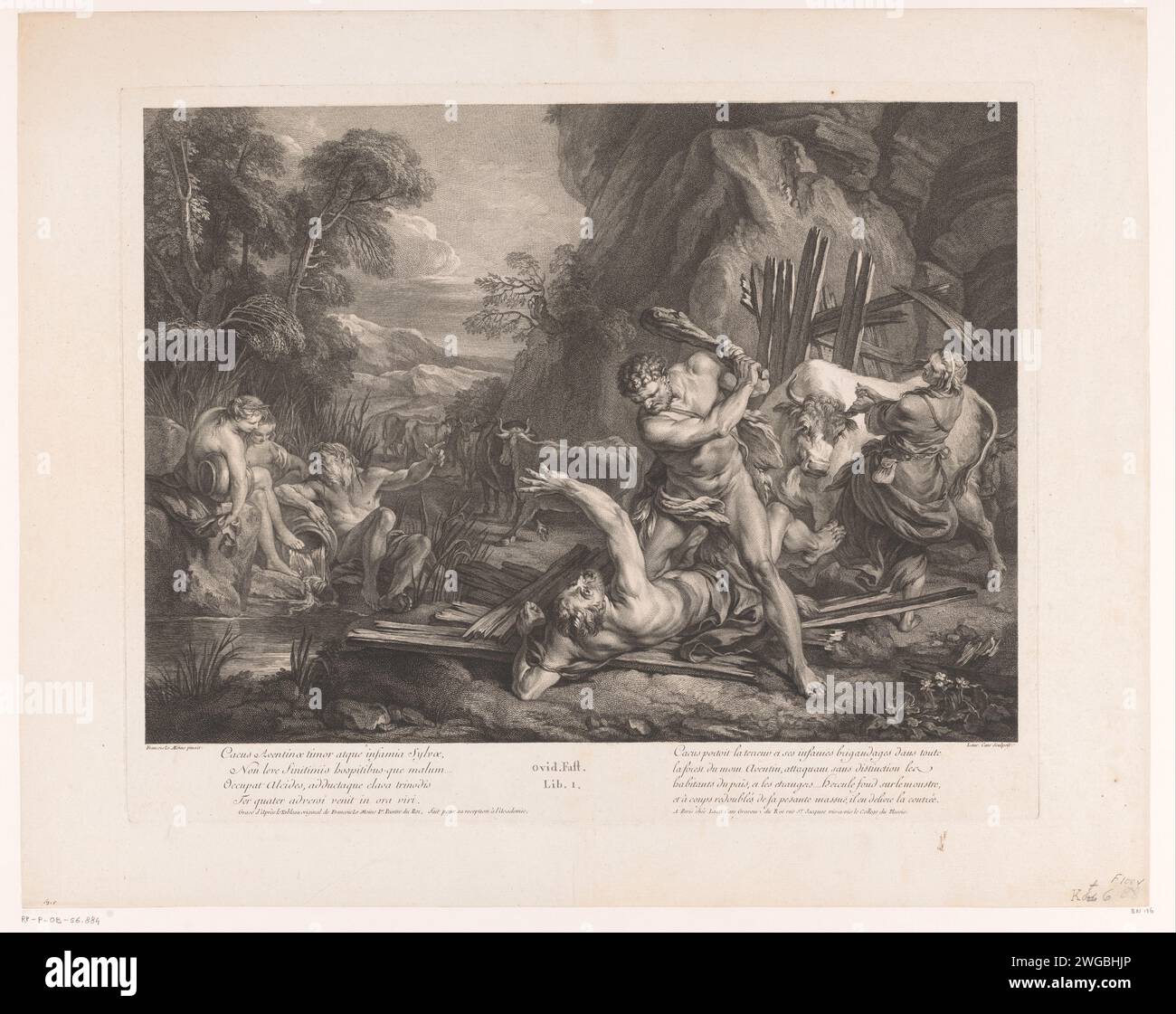Hercules en Cacus, Laurent Cars, After François Le Moine, in or before ...