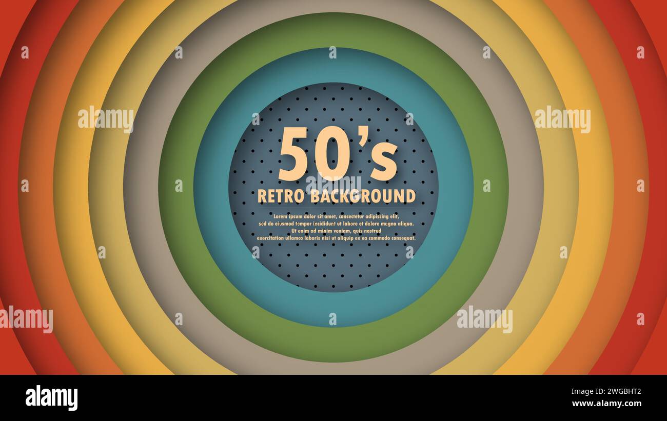 Abstract 1950's colorful background with circles element and retro ...