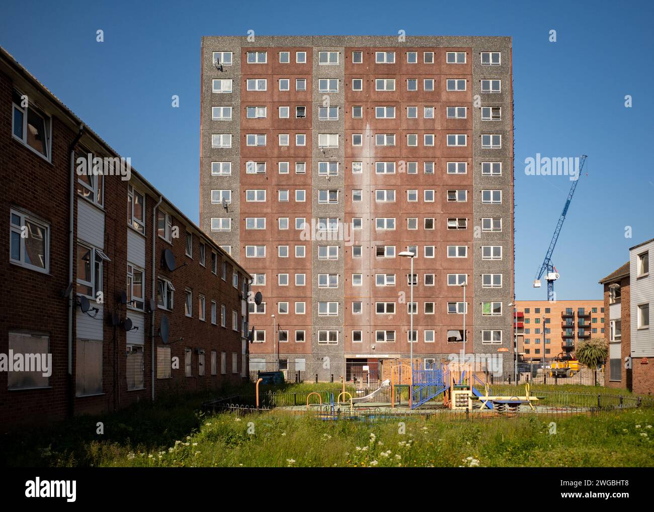 Run down tower block on the Gascoigne estate in Barking, East London ...