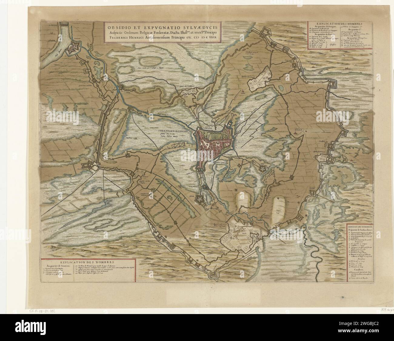 Map of the siege of 's-Hertogenbosch by Frederik Hendrik, 1629, 1652 ...