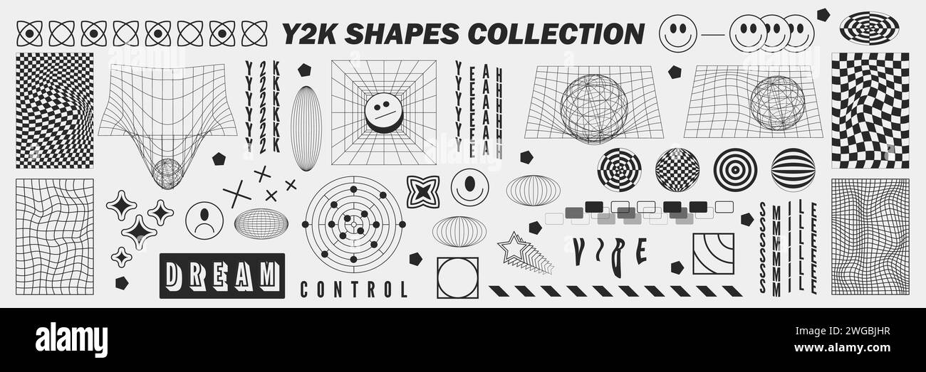 Abstract geometry hud wireframe shapes and patterns, cyberpunk elements ...