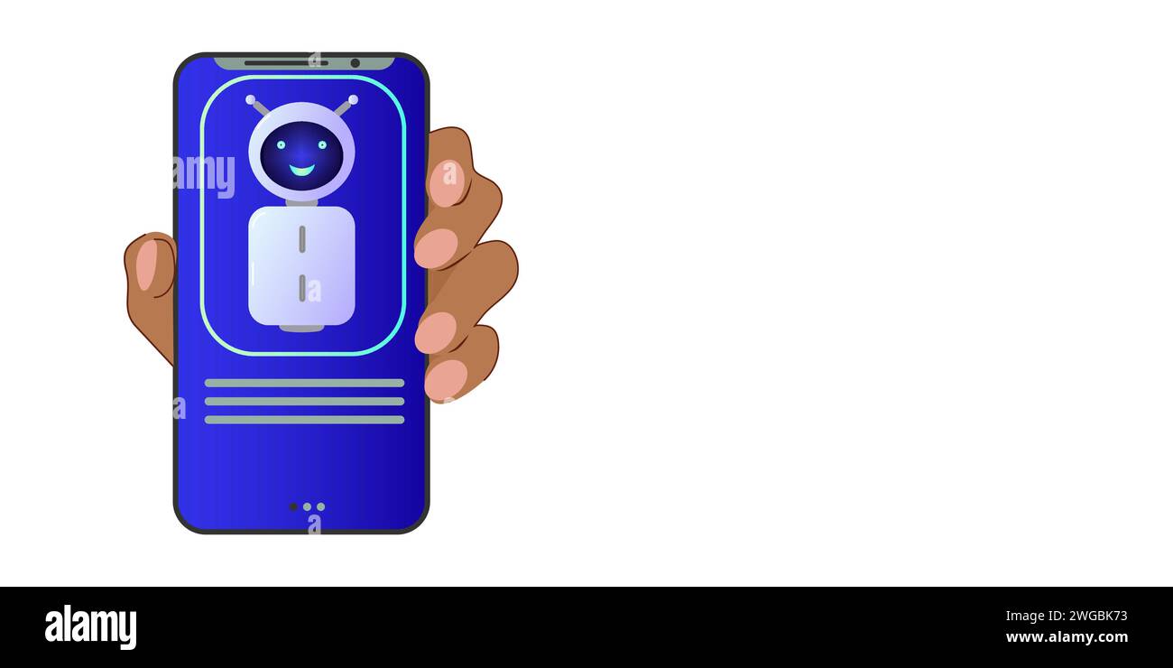 Chatbot Assistant Form Robot With Ai 3d Cute Friendly Bot Neural Network Phone In Hand
