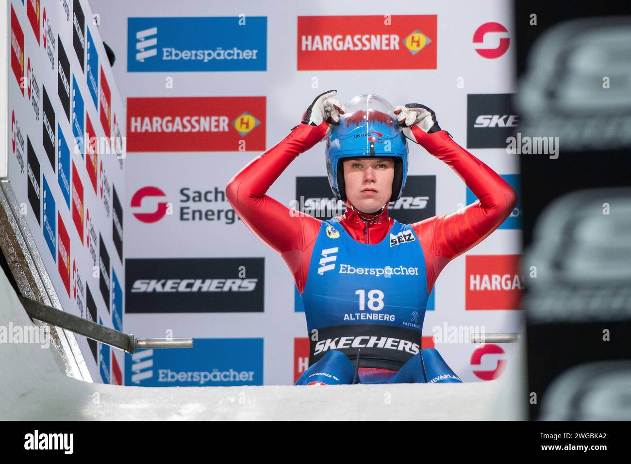 Natalie Maag (Schweiz) am Start, GER, FIL Luge Rodel Weltcup, Einsitzer ...