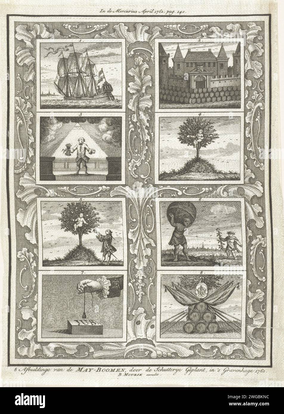 May tree planted by the Haagse Schutterij, 1762, 1762 print The eight ...