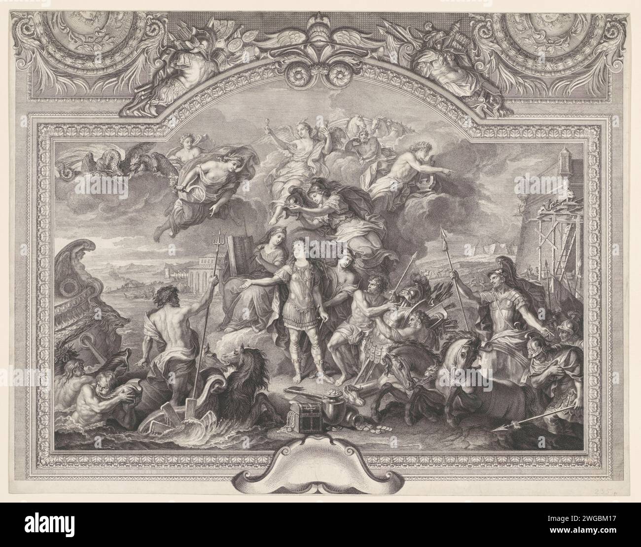 Ceiling painting in the Grande Gallery of Versailles with Louis XIV ...