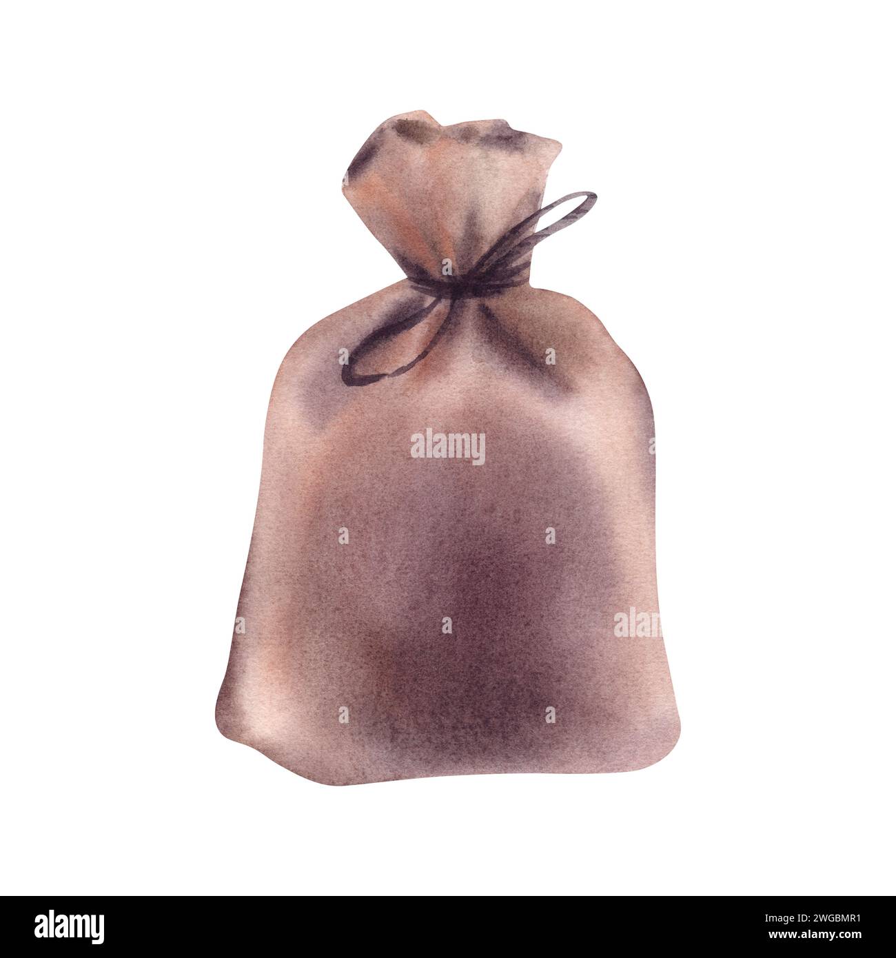 A watercolor bag filled with grain, millet, corn. Moonshine. Hand-drawn ...