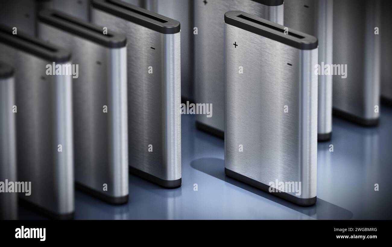 Lithium Ion battery stands out among others. 3D illustration Stock ...