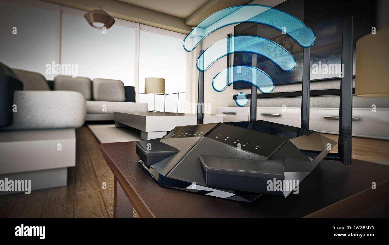 High speed wireless router, modem or range extender inside a modern ...