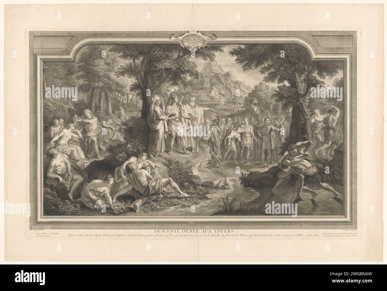 Descent from Aeneas to the underworld, Louis Surugue, after Antoine ...
