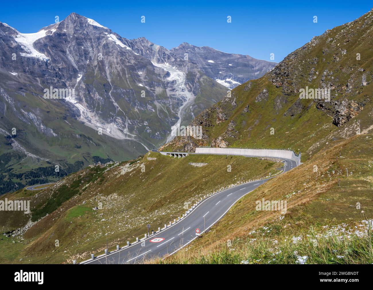 Grossglockner high alpine rouad montain pass in Hight Tauern mountain ...