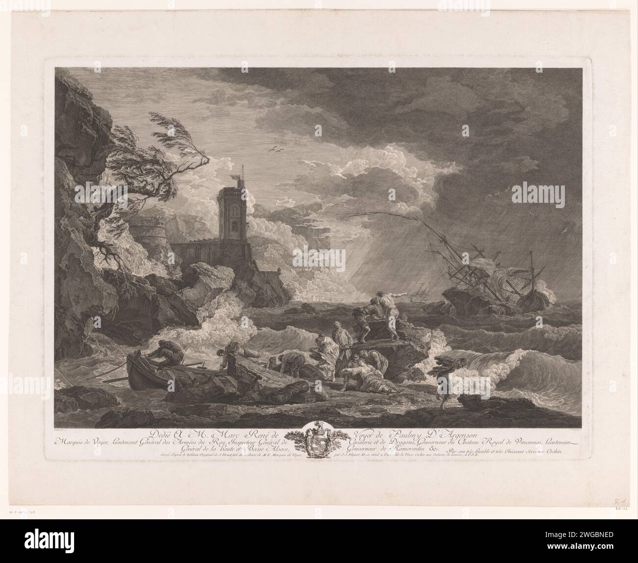 Shipping with drowning people, Jean Jacques Flipart, after Claude ...