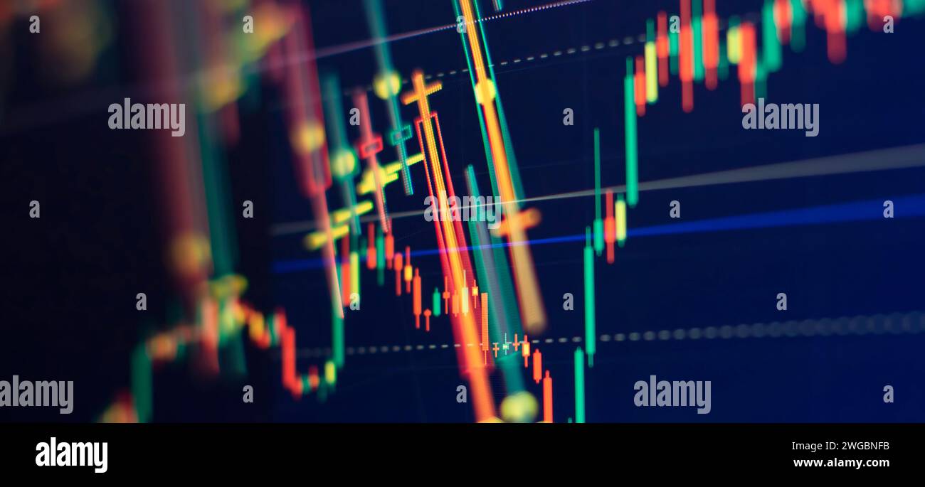 Diagrams, financial figures. Abstract glowing forex chart interface ...