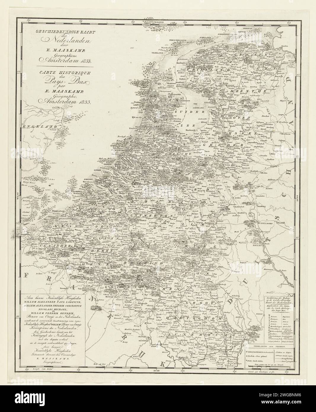 History map of the Netherlands, 1833 print Historical map of the ...