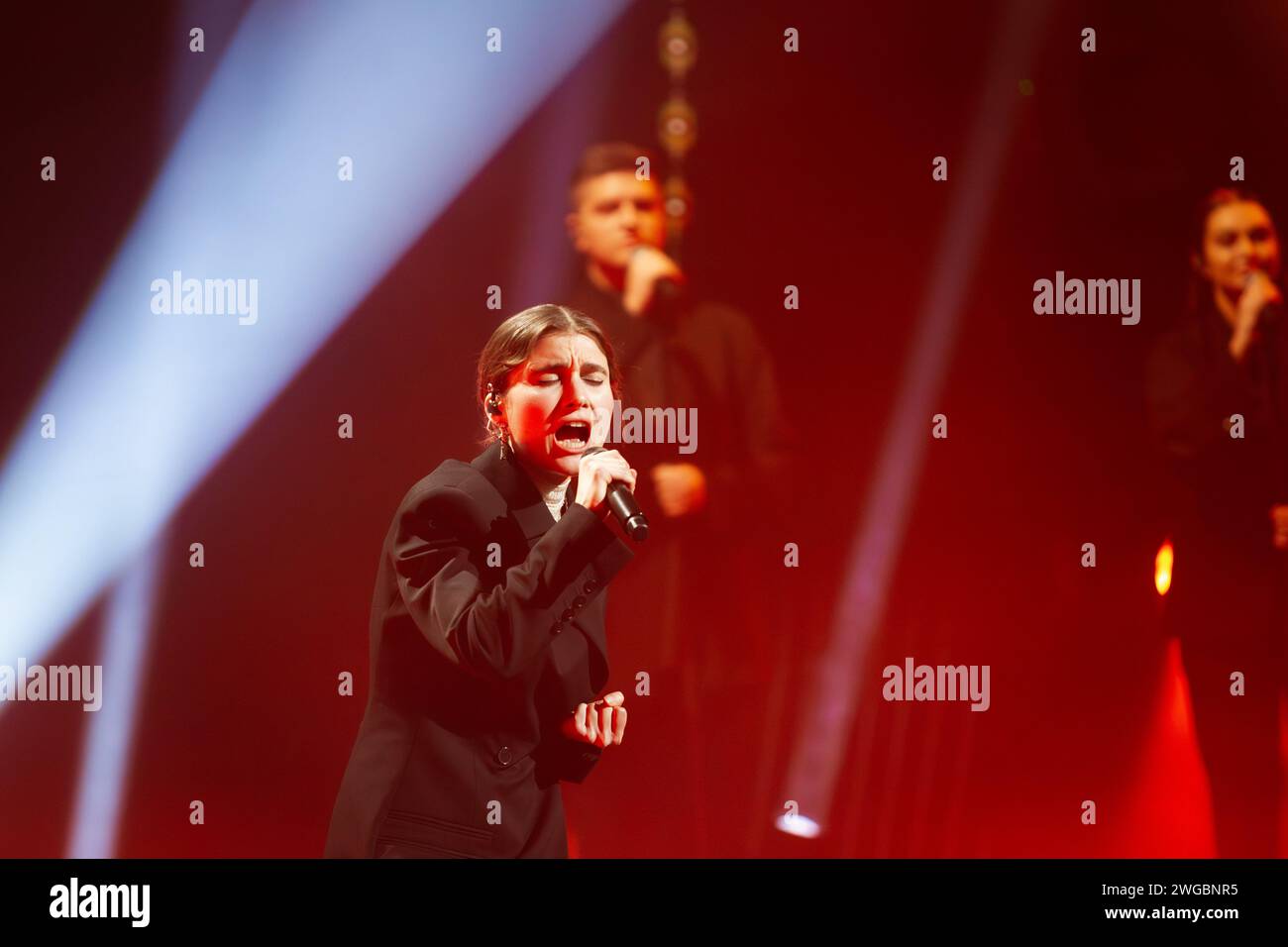 KYIV, UKRAINE - FEBRUARY 2, 2024 - Singer Jerry Heil performs the song ...