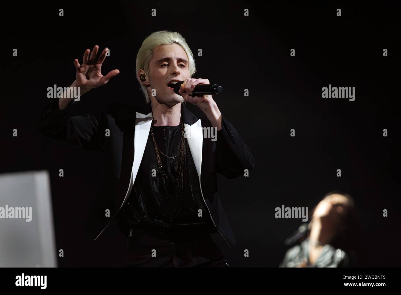 KYIV, UKRAINE - FEBRUARY 2, 2024 - Lead singer of the Ziferblat band ...