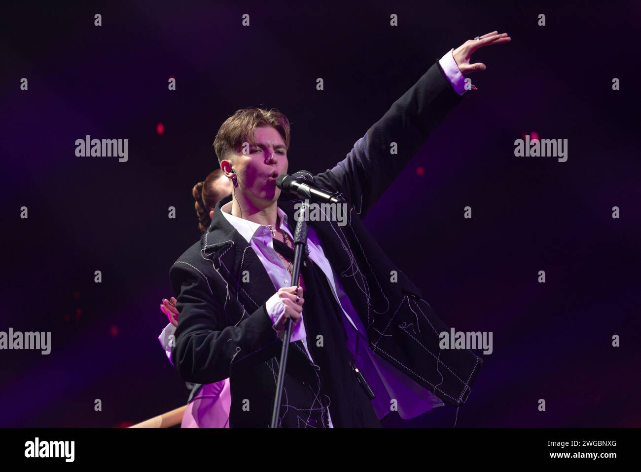 KYIV, UKRAINE - FEBRUARY 2, 2024 - Singer Drevo performs his Endless ...