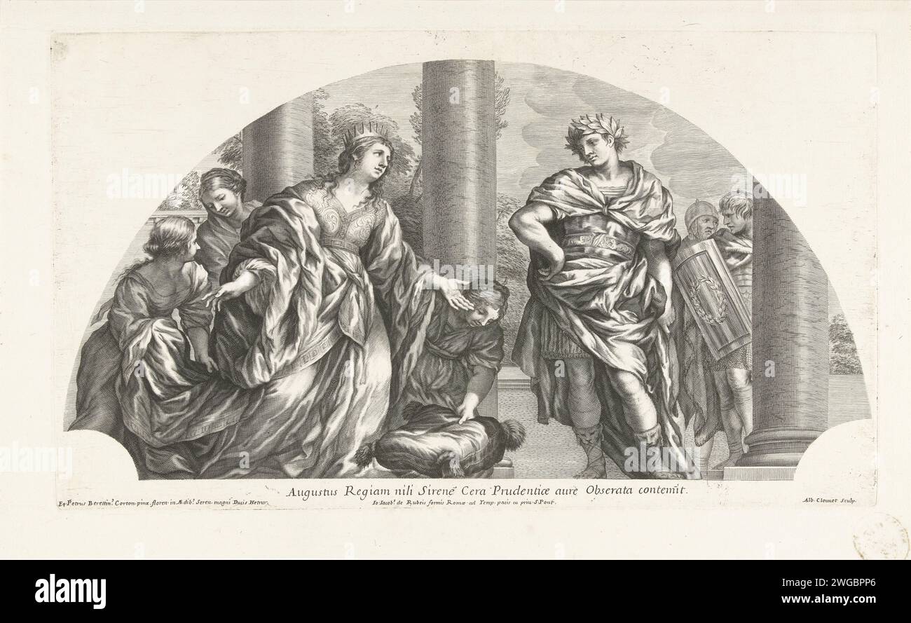 Cleopatra en Augustus, Albertus Clouwet, After Pietro da Cortona, 1646 ...