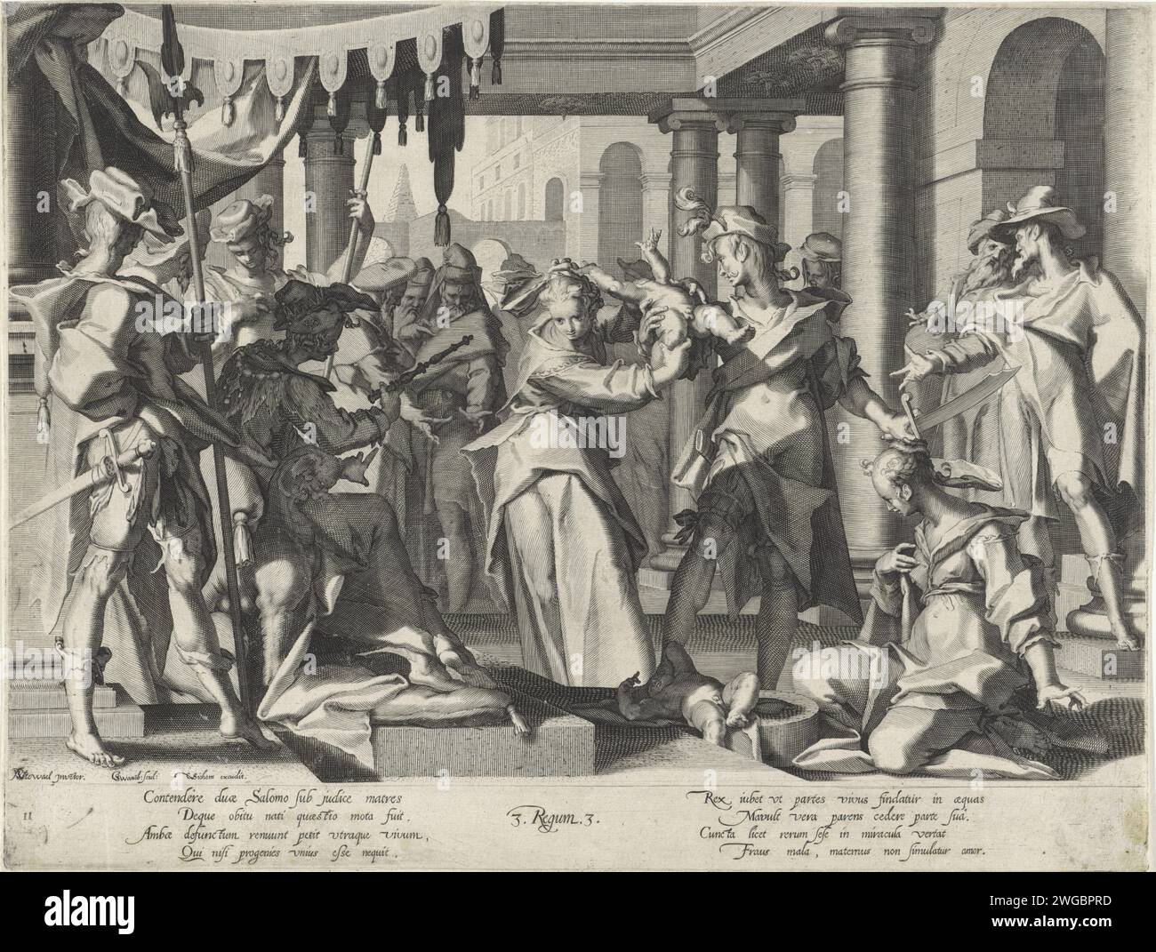 Judgment of Solomon, Willem Isaacsz. of Swanenburg, After Joachim Wtewael, 1606 print King ...