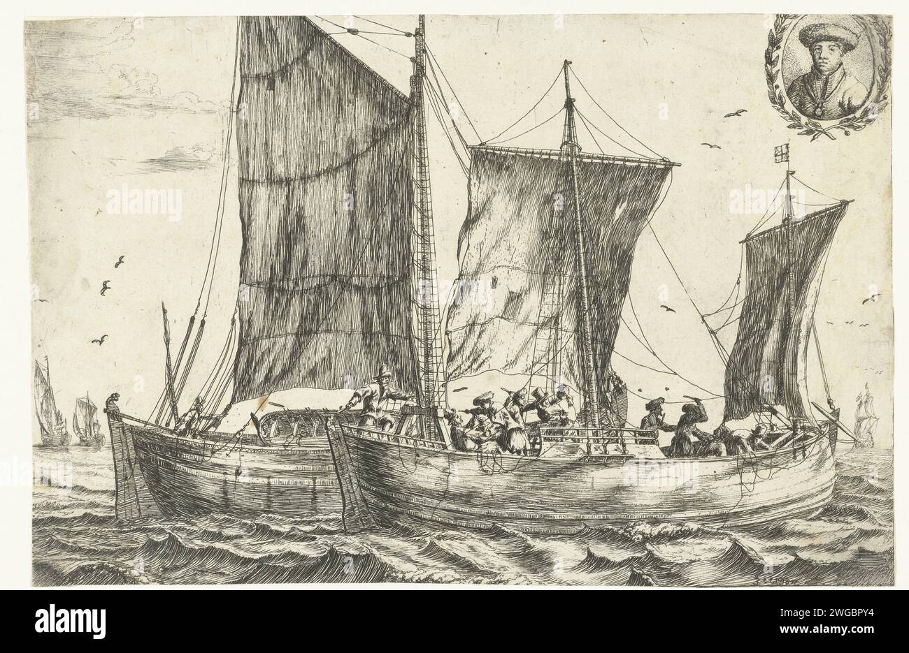 Fight of young Kees with an English fisherman, 1652, 1652 - 1654 print ...
