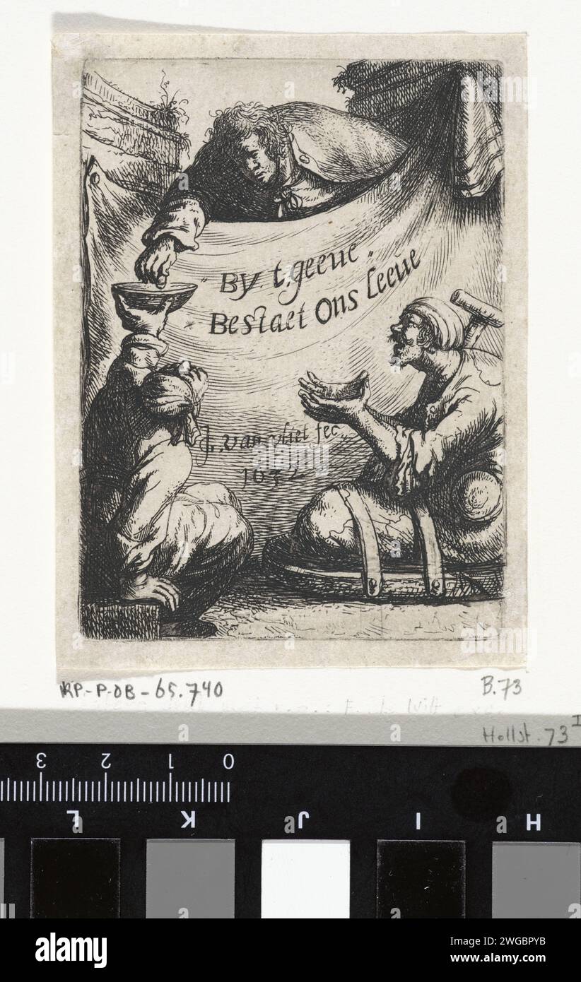 Man gives Aalmoes to a beggar, Jan Gillisz. van Vliet, 1632 print A man ...