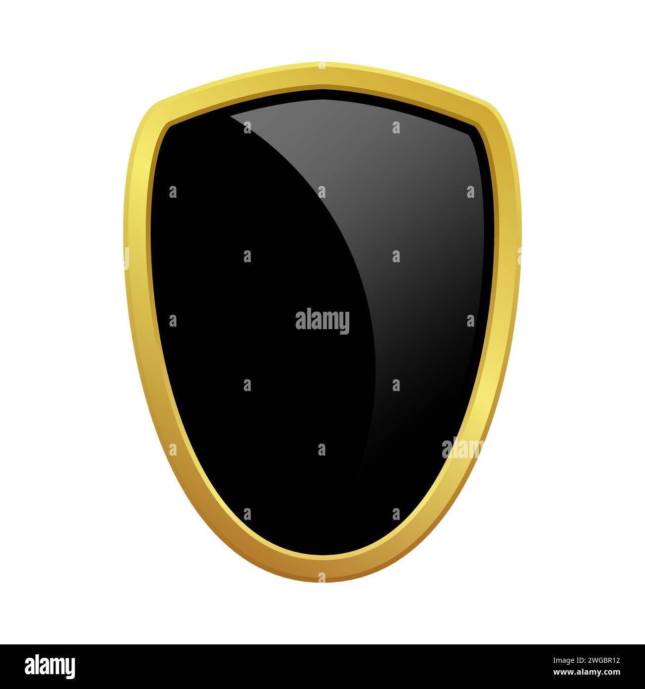 Black shield with glossy bright golden frame. VIP luxury logo design ...
