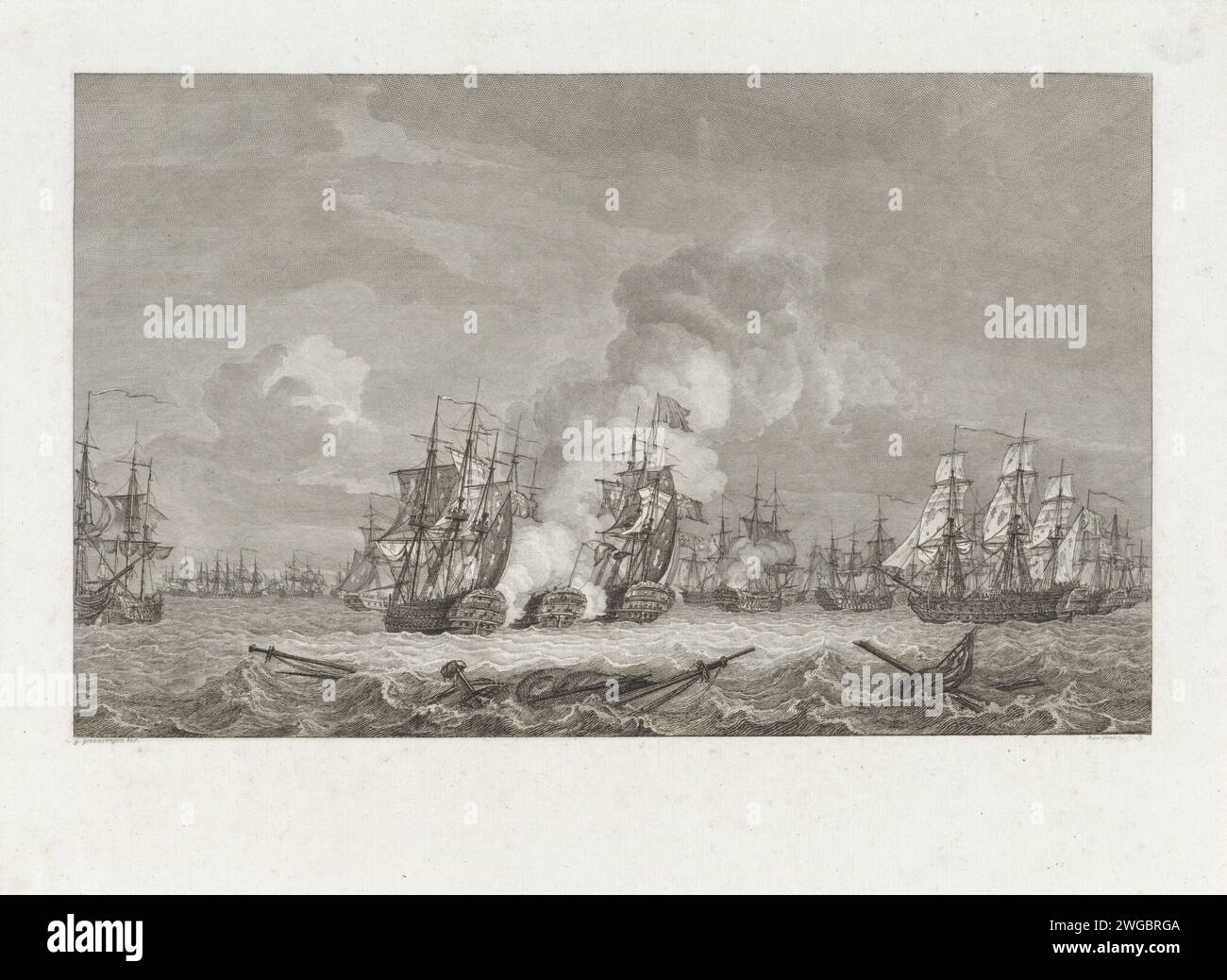 Sea battle at Kamperduin (end), 1797, Reinier Vinkeles (I), after ...