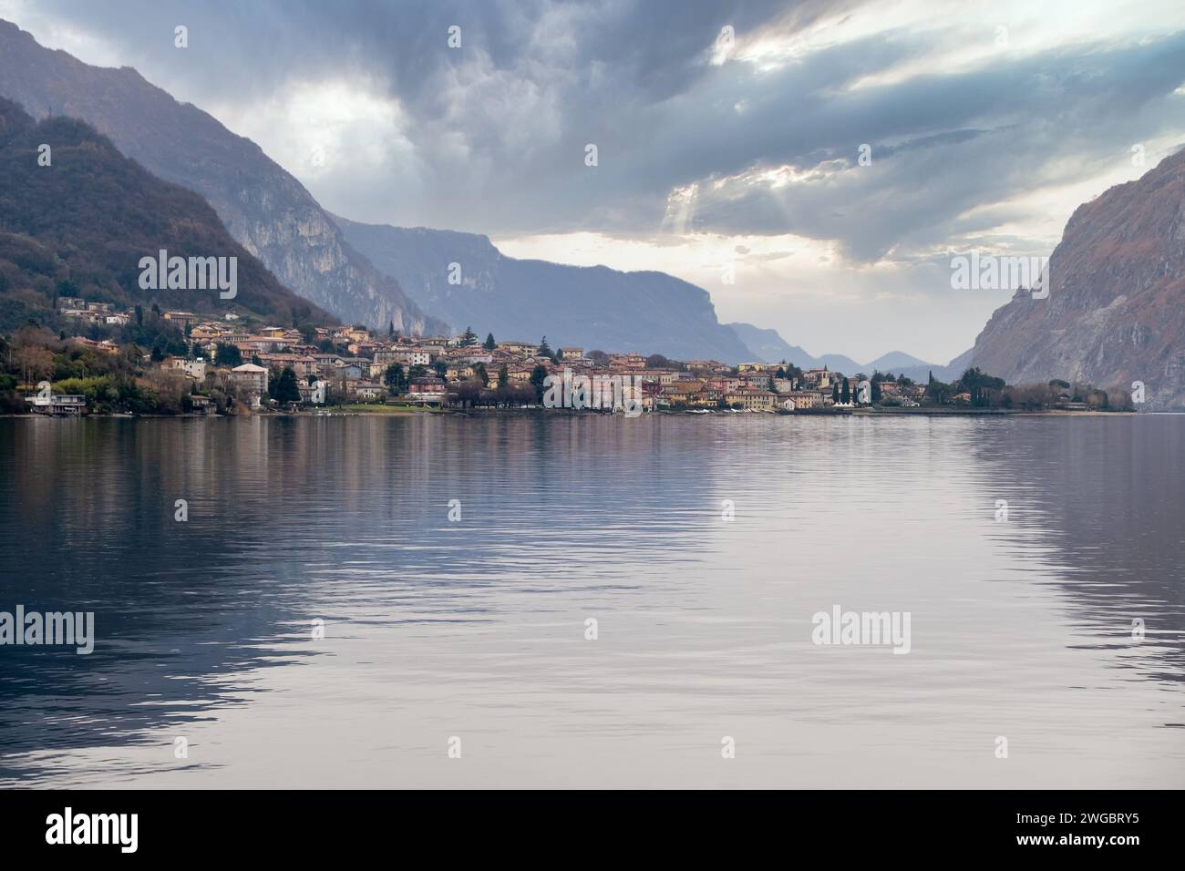 Lakeshore village of Mandello del Lario on Lake Como, Lecco, Lombardy ...