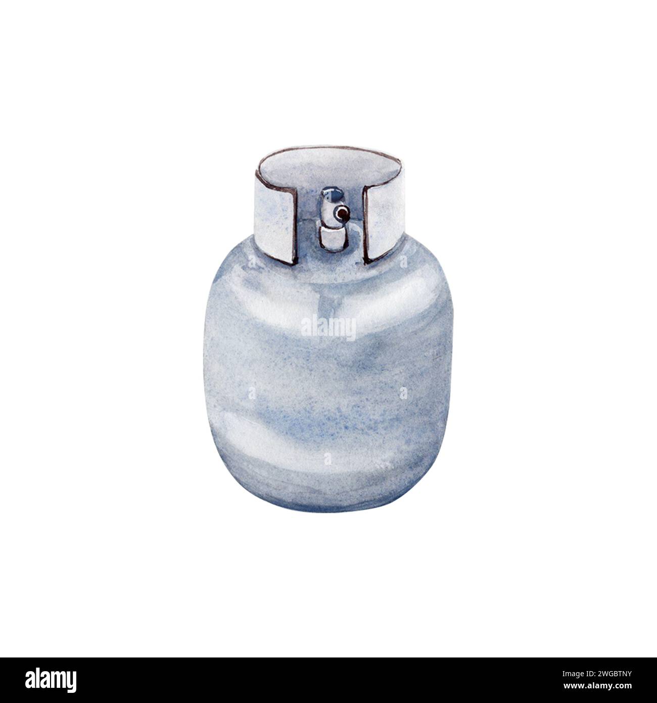 Metal gas bottle, fuel container. Watercolor illustration element for ...