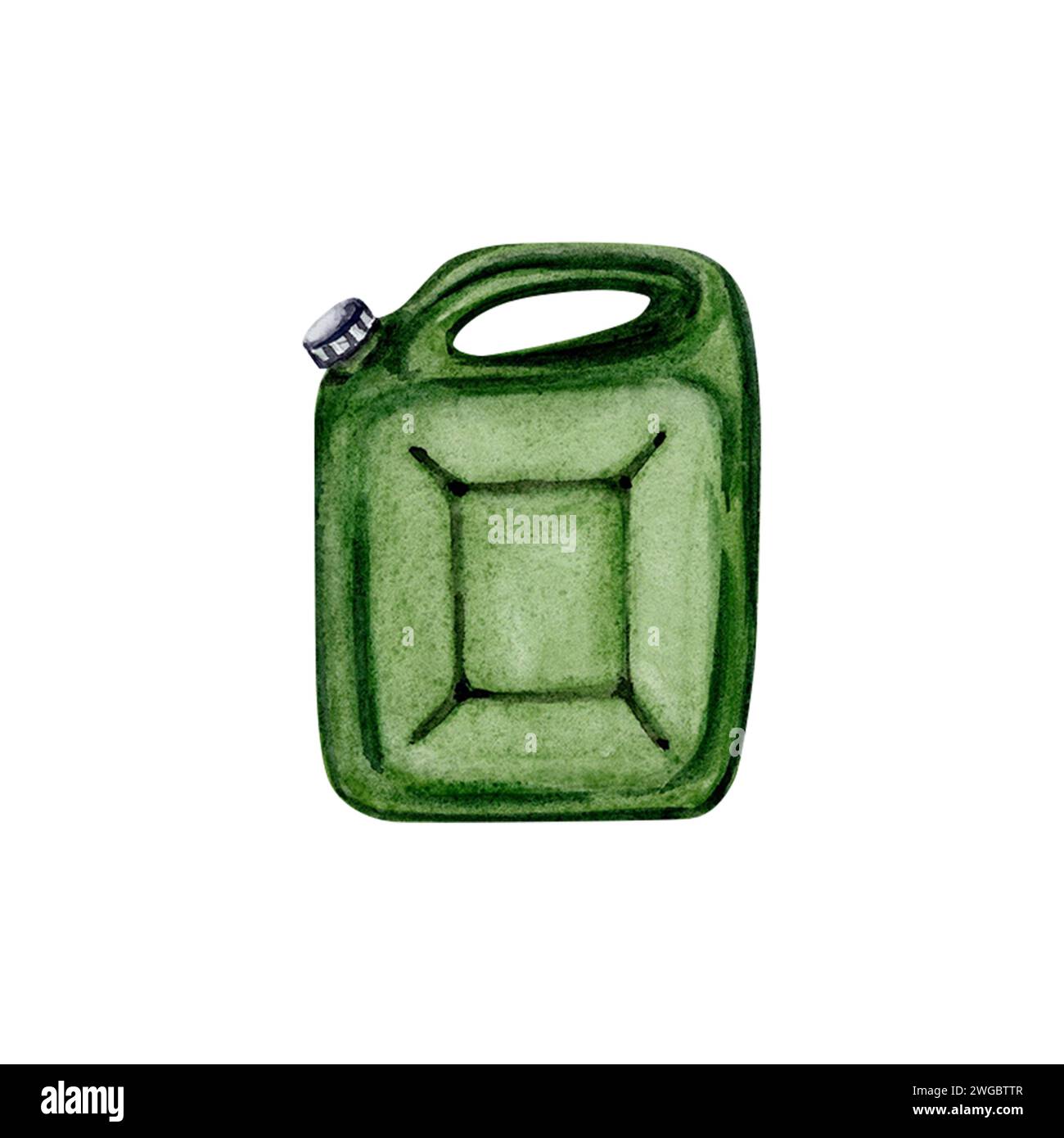 Green jerry can. Fuel container. Diesel Hand drawn element for ...