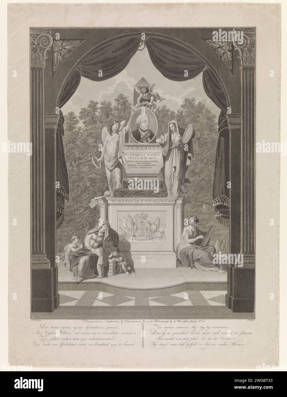 Graf monument of Willem V, Prince of Oranje -Nassau, Christian ...