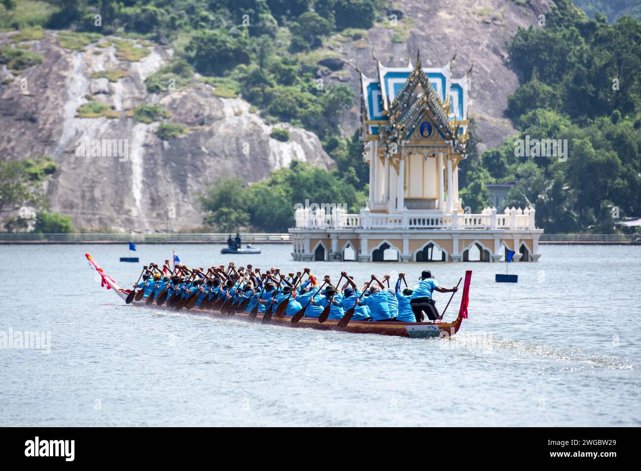 a Dragonboat or Longboat Team in front of the Royal pavillon on the ...