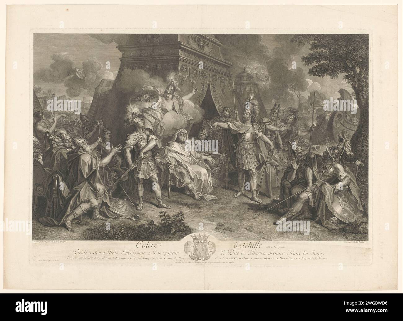 Anger of Achilles, Nicolas Henri Tardieu, after Antoine Coypel, 1684 ...
