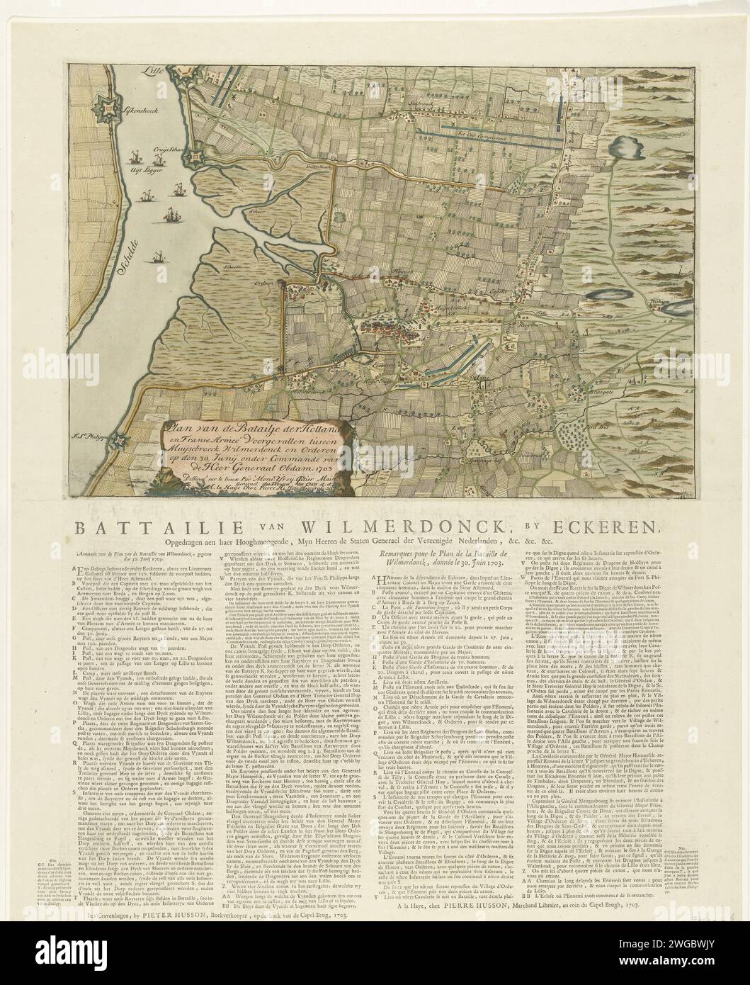 Map of the battle at Ekeren, 1703, 1703 print Map of the battle at ...