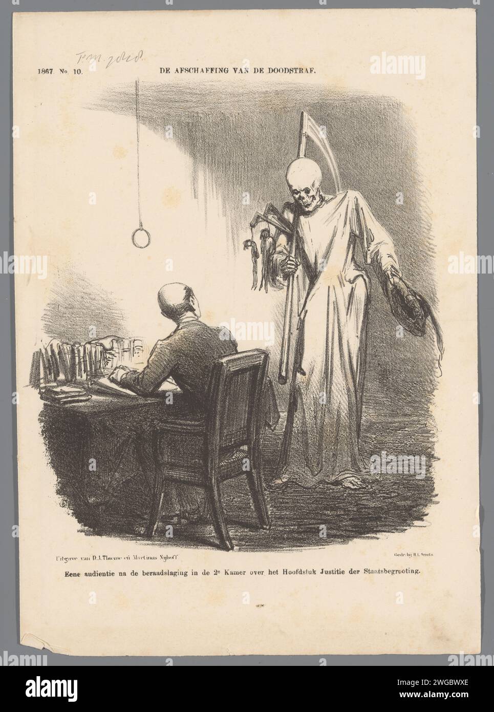 Cartoon about the abolition of the death penalty, 1867, 1867 print ...