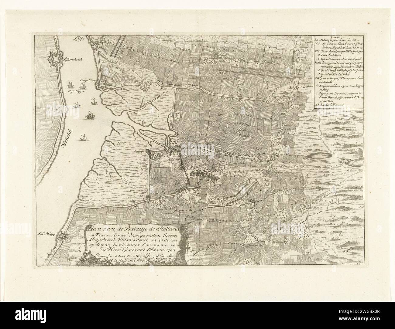 Map of the battle at Ekeren, 1703, 1703 print Map of the battle at ...