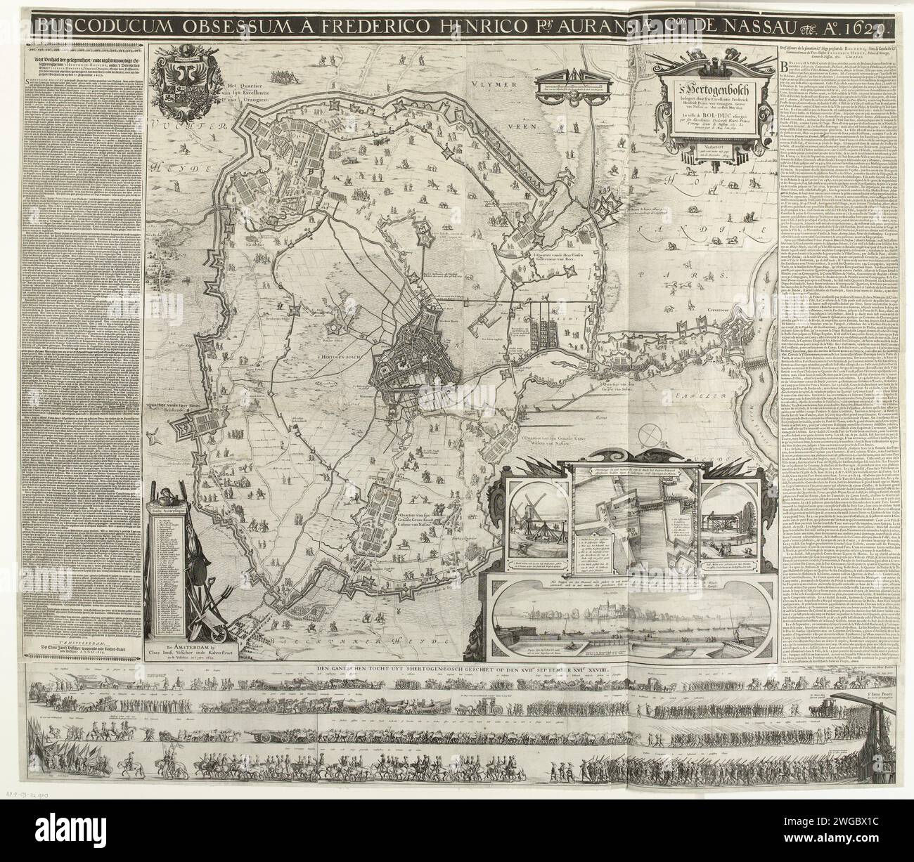 Large map of the siege of Den Bosch by Frederik Hendrik, 1629, 1629 ...