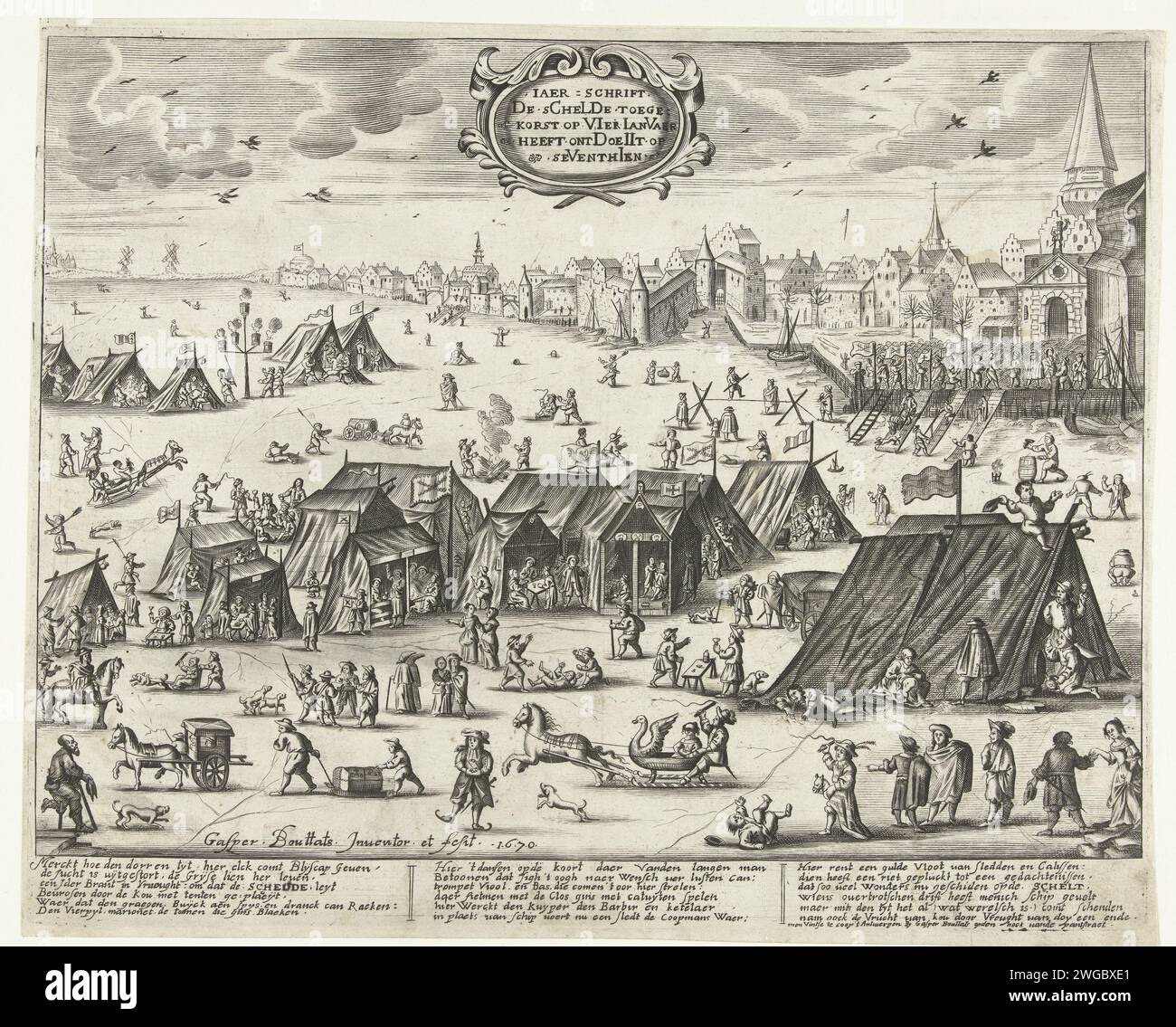 Ice entertainment on the Scheldt near Antwerp, 1670, 1670 print Ice ...
