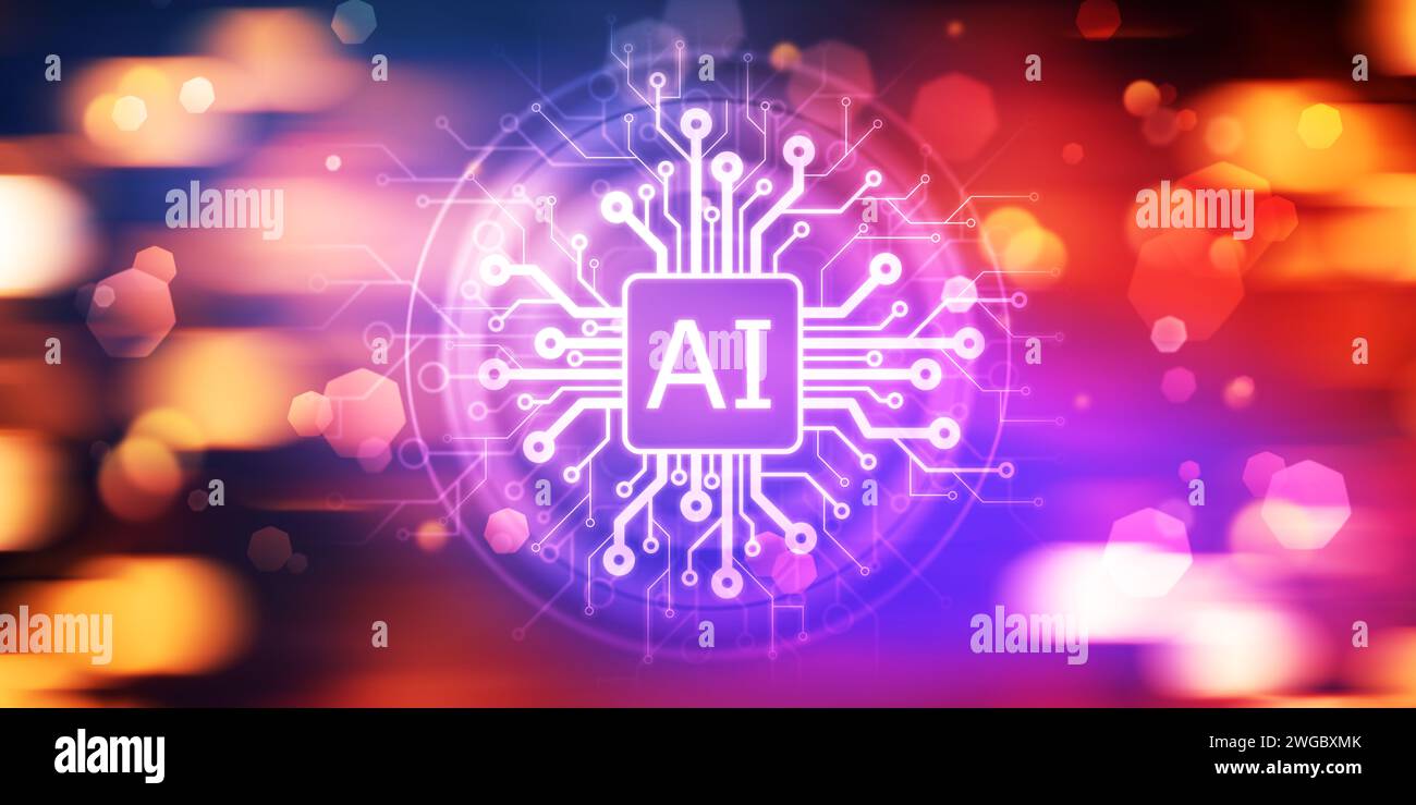 AI Artificial intelligence, connections, machine learning and computer ...