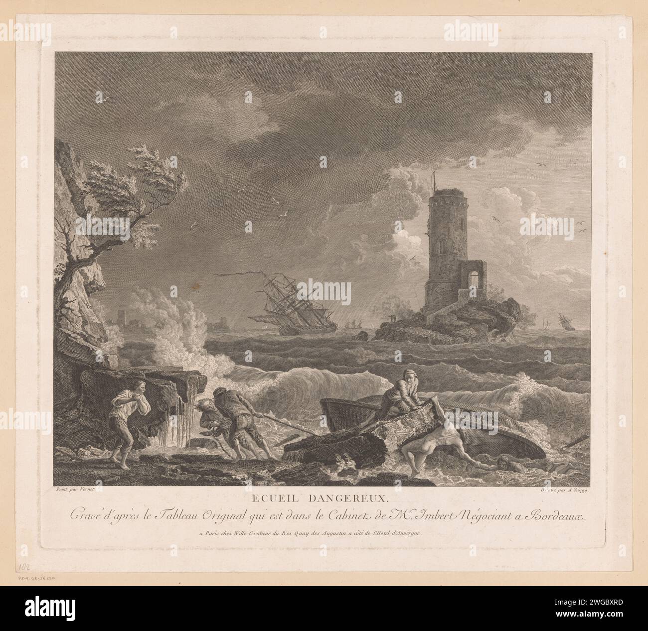 Stormy seascape with shipwrecked, Adrian Zingg, After Claude Joseph ...