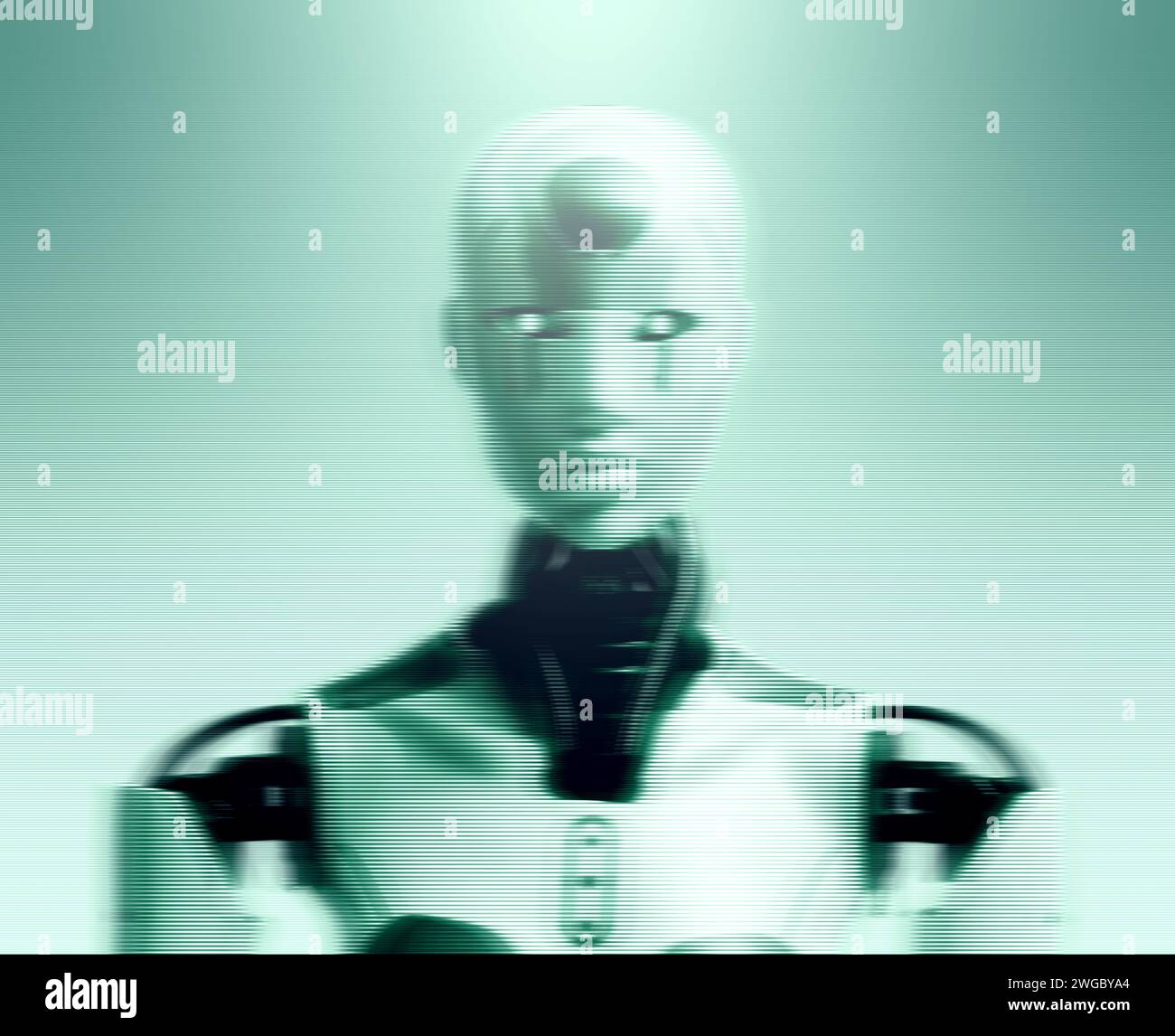 Humanoid AI robot on screen staring at camera Stock Photo - Alamy