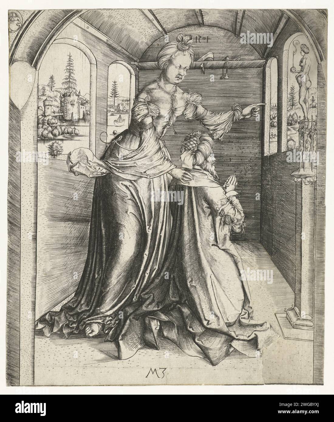 Solomos idolatry, monogrammist MZ, 1501 print Solomon kneels for a ...
