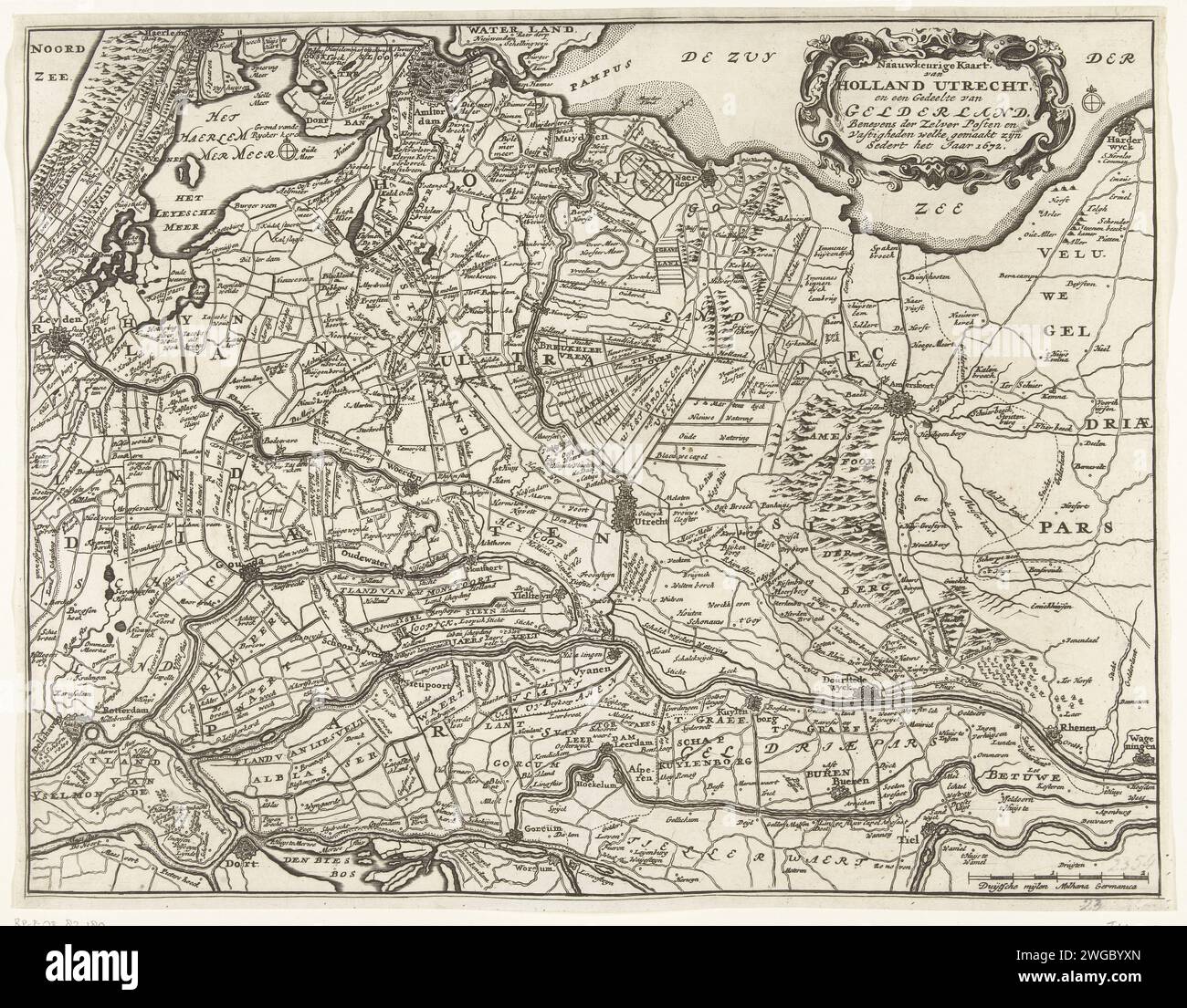 Map of the provinces of Holland, Utrecht and Gelderland with the ...