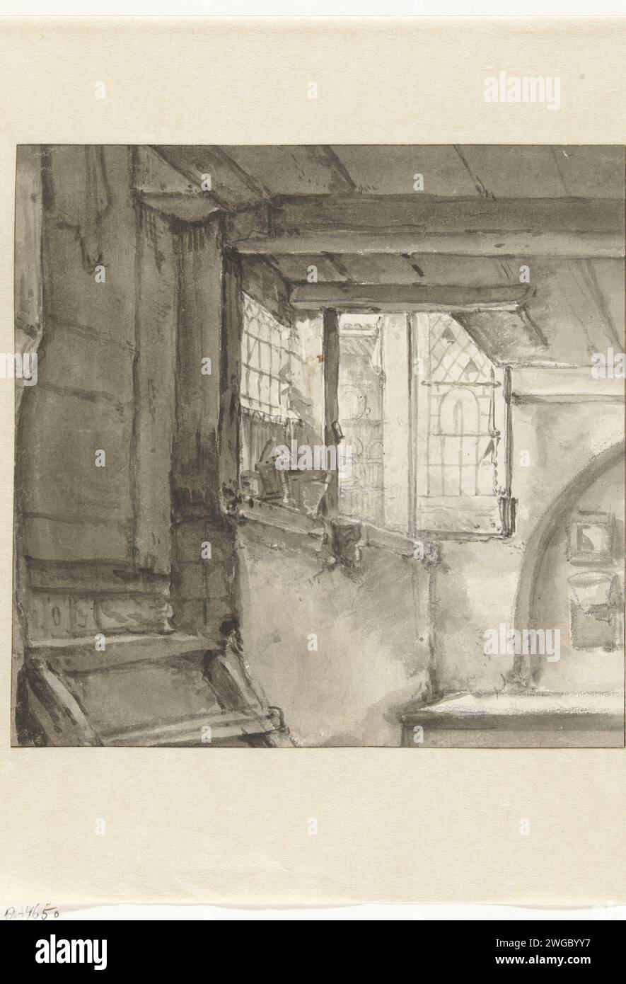 Interior with open window, Thomas Wijck, 1626 - 1677 drawing paper ...