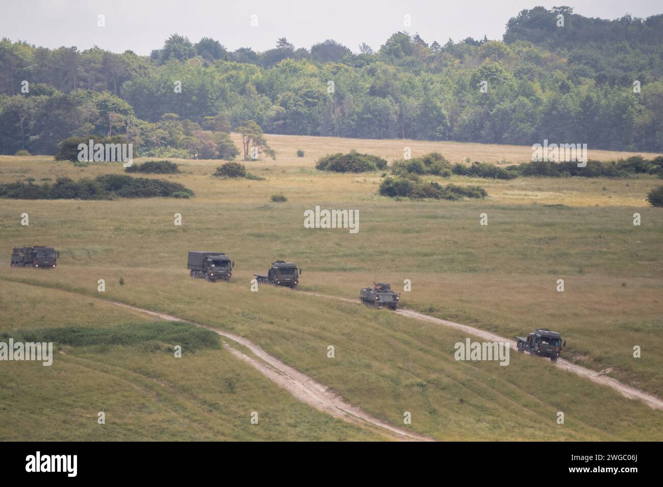 British army military convoy moving across countryside Stock Photo - Alamy