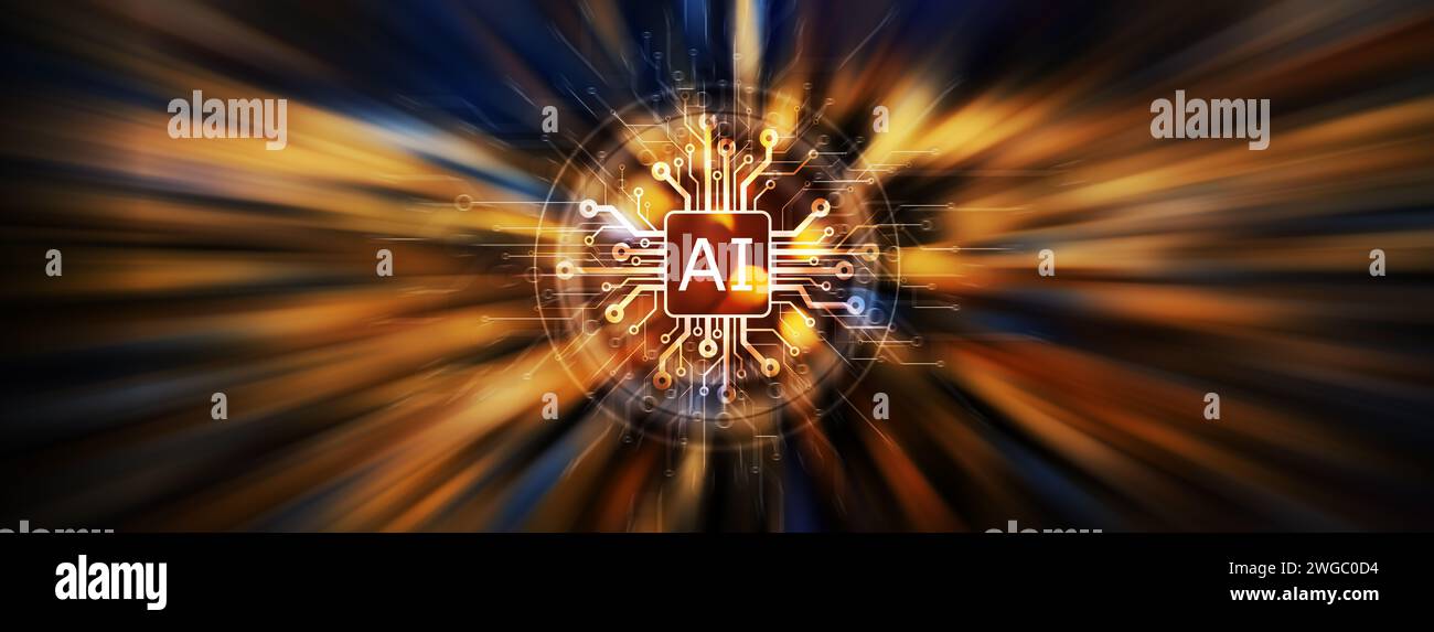 AI Artificial intelligence, connections, machine learning and computer ...